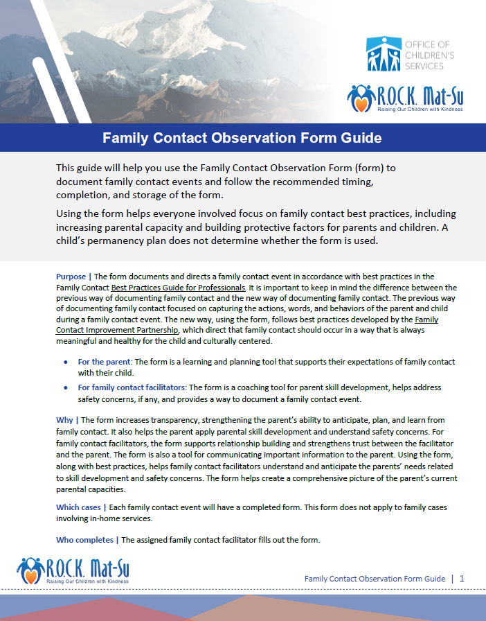 Family Contact Improvements - R.O.C.K. Mat-Su